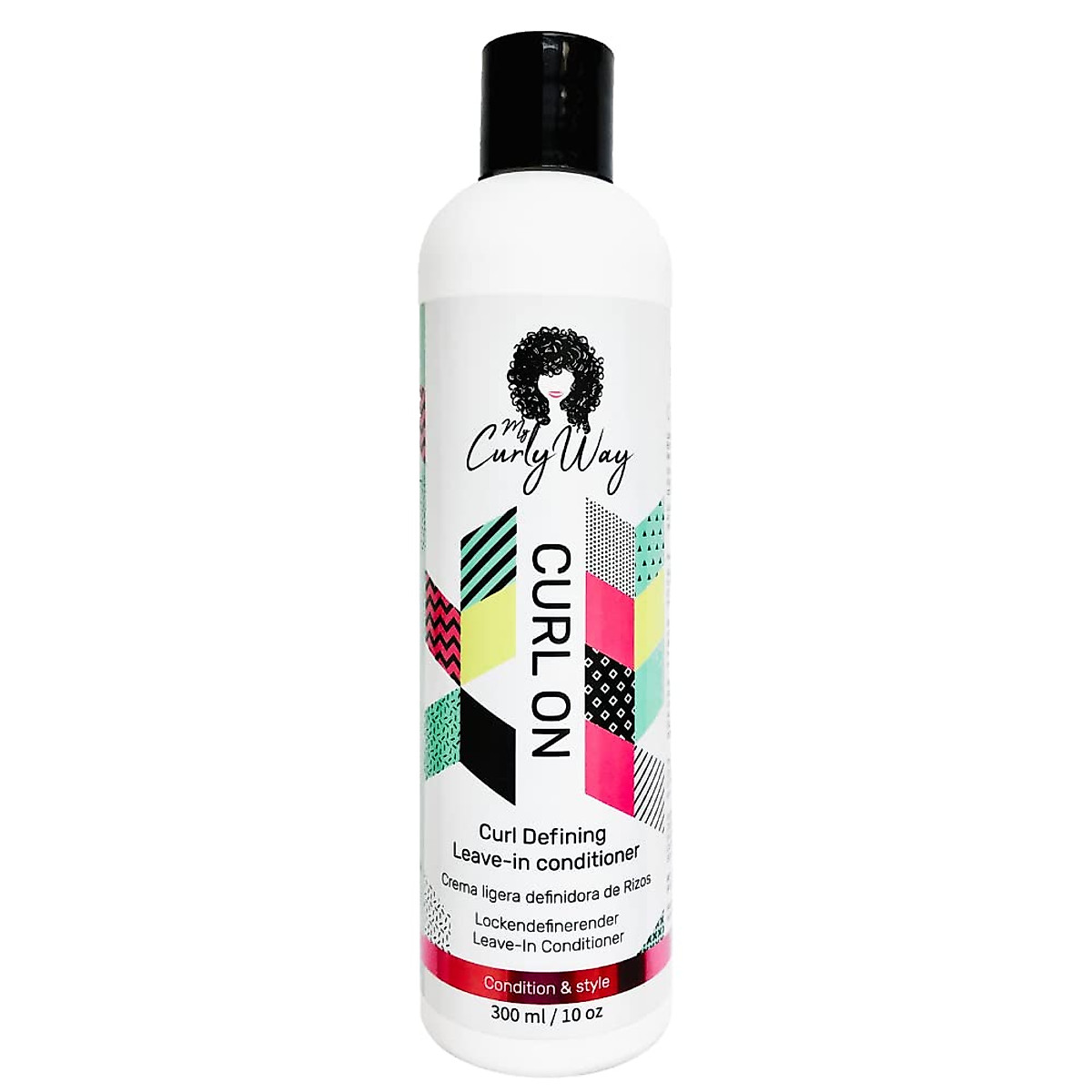 My Curly Way Leave In Conditioner for Curly Hair, Packed with Fruit and Flower Extracts - 10 Oz. Curl On Light Moisturizer Cream for Curls, Waves and Coils 100% Vegan!