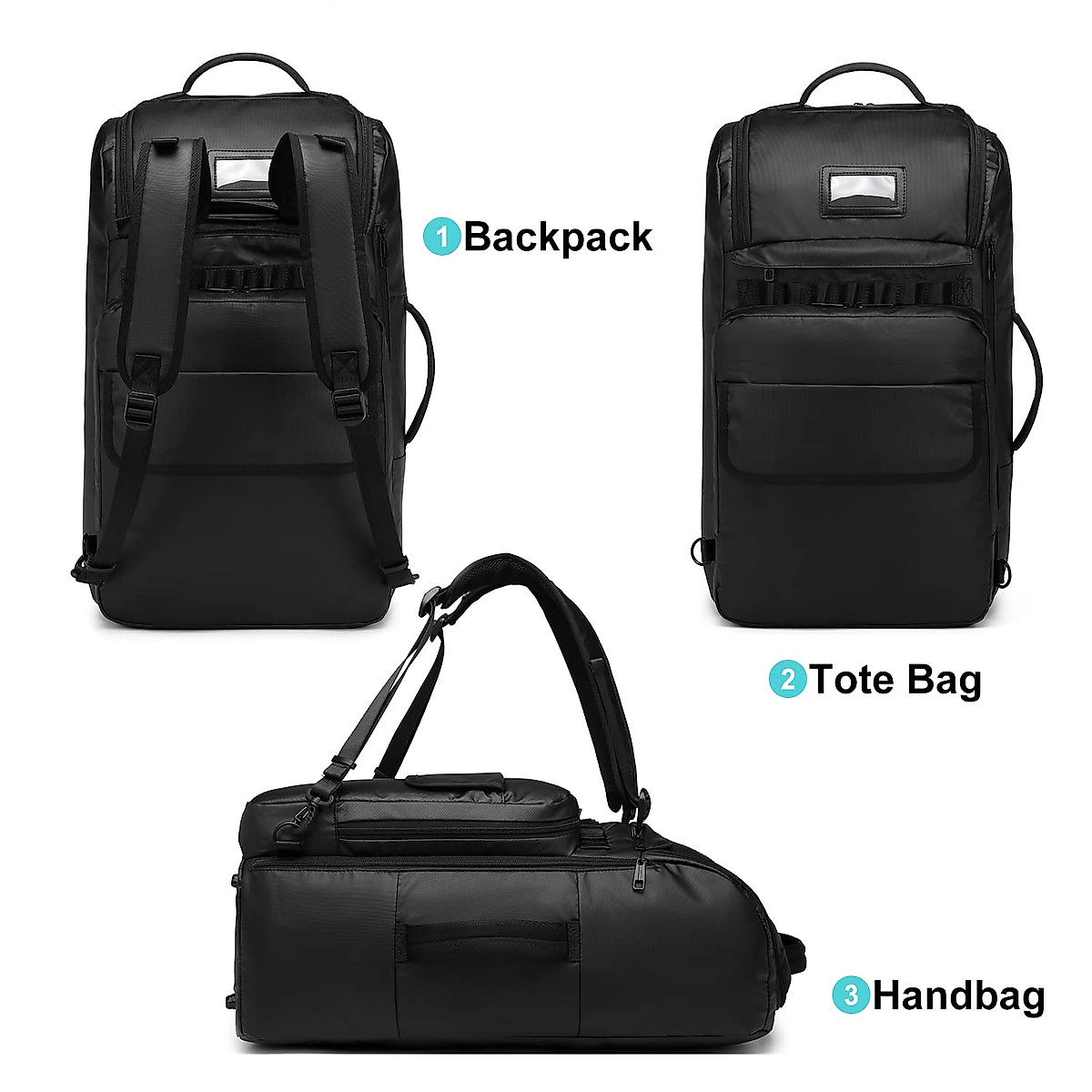 seyfocnia Travel Backpack,Waterproof Duffel Bag Anti Theft Backpack Outdoor Duffle Bag for Hiking Camping Travelling Cycling for Men Women Black