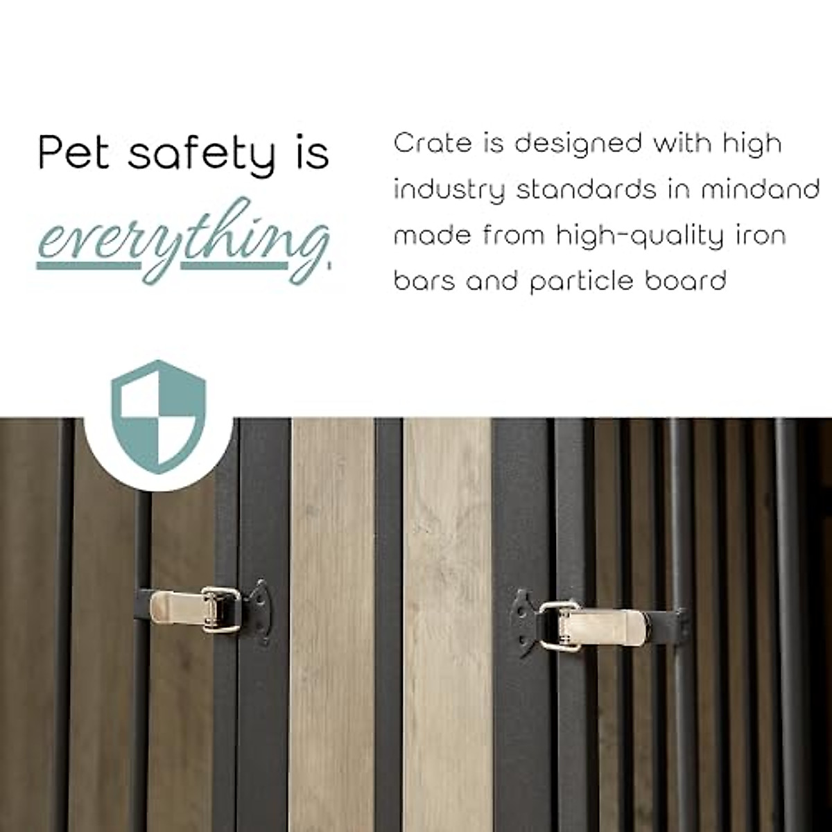 DOSSMBOLA 75'' Large Dog Crate Furniture for Large Dog or 2 Medium Dogs, Wooden Dog Kennel Dog Crate with Pull Out Tray and Removable Divider, TV Stand XXL Dog Cage - Gray