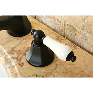 Kingston Brass KS4465PL Metropolitan Widespread Lavatory Faucet with Porcelain Lever Handle, Oil Rubbed Bronze