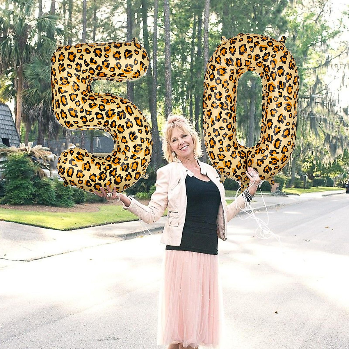Leopard Print Number 50 Balloons Birthday Party Decorations Cheetah Theme Large Foil Mylar Helium 50th Balloon Big Birthday Party Supplies