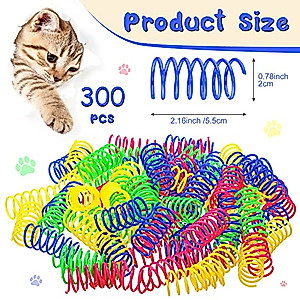 300 Pcs Cat Spring Toy, Cat Spiral Toys Interactive for Indoor Colorful Cats Plastic Springs Coil for Kitten Hunting, Swatting, Biting