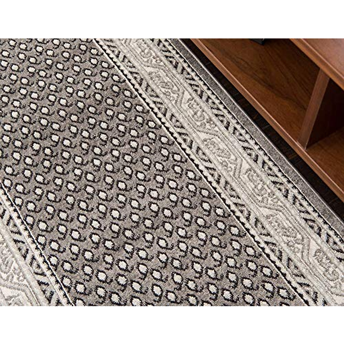 Unique Loom Williamsburg Collection Traditional Border with Dotted Center Area Rug, Runner 2' 9" x 9' 10", Gray/Beige