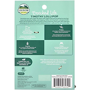 Oxbow Animal Health 3 Pack of Enriched Life Timothy Carrot Lollipop Small Animal Chew Treat