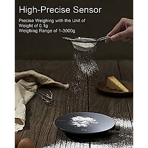 HOTO Smart Food Scale, Kitchen Scale, Food Scales Digital Weight Grams and Oz, Coffee Scale, Kitchen Scale with 0.1g High Precise Sensor, Measures in 4 Units (g/ml/oz/lb: oz)