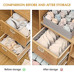 FYY Sock Underwear Drawer Organizer, 24 Cell Drawer Organizer Divider, Fabric Foldable Cabinet Closet Organizers Storage Boxes for Storing Socks, Underwear, Ties, Handkerchiefs, Gray