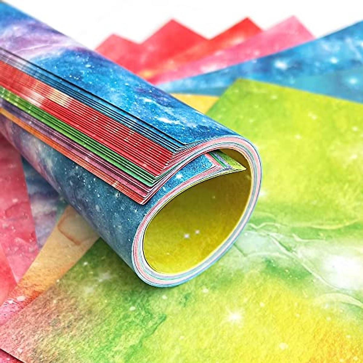 Origami 6x6 Paper Kit 50 Sheets 12 Vivid Colors Double Sided Printed Traditional Patterns Square for Arts Crafts Projects, Gradient Colors