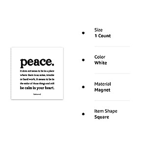 Quotable Cards, Magnet Peace, Black and White,1 Count, 0665475510951