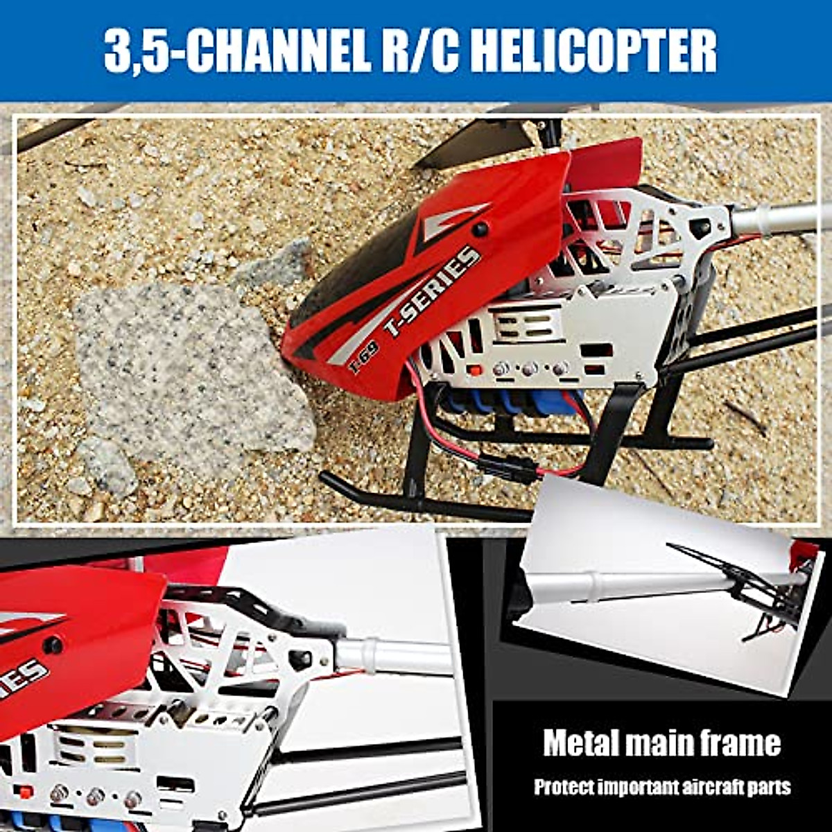 VanFty Large Fall Resistant Rc Helicopter for Adults Helicopters Remote Control Charging 3.5 Channels RC Drone Helicopter Toys with LED Light Night Sky Flight Teenagers Boys Girls Gift (Color : Red)