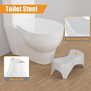 Toilet Stool, Toilet Step Stool, Potty Stool for Adults and Kids, Poop Stool for Bathroom, Non-Slip Simple Design White