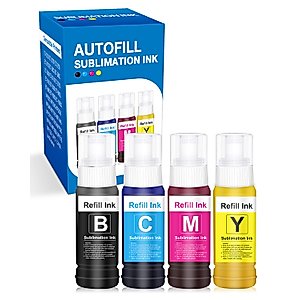 XZMHX 400ML Autofill Sublimation Ink Use for Epson EcoTank Inkjet Printers ET-2720 ET-2400 ET-2760 ET-4800 ET-2800 ET-2803 ET-2830 ET-3760 ET-2850, Anti-UV/ICC Free