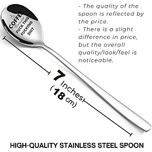 99WakeUp Coffee because fuck this - Funny Coffee Spoon gift for him for her Engraved Spoon, Unique Gift For Coffee Lover Grandpa Grandma Mother Father, Silver, 7 Inches (VTK-430)