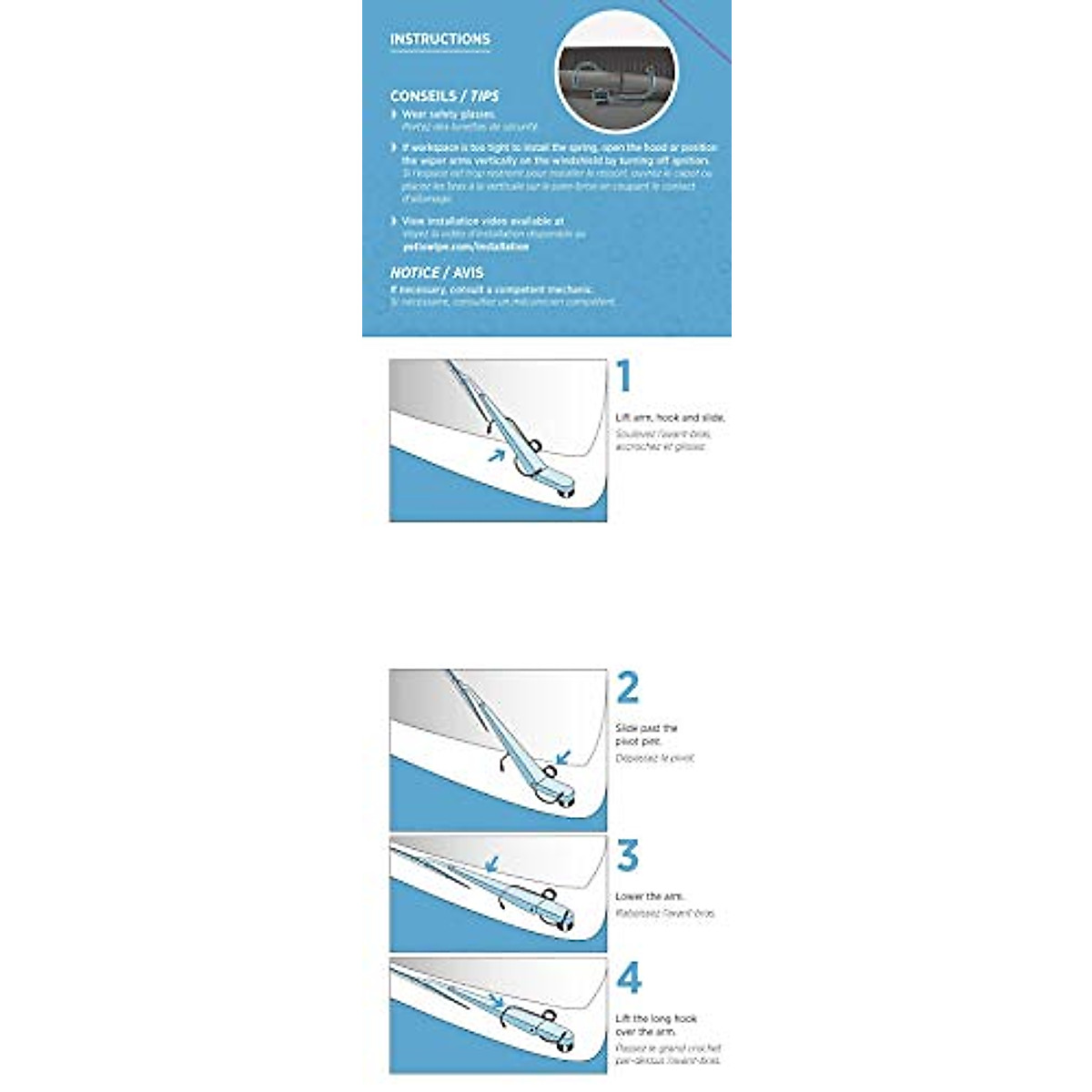 YETI X WIPE : Add-on Wiper Arm Pressure Spring Set (Pack of 2 Black)