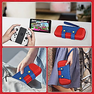KENOBEE Carry Case for Nintendo Switch OLED Model 2021 / Switch 2017, Slim Portable Hard Shell Cover Storage Travel Bag with 10 Game Cartridge Holder, Inner Pocket for Switch/ OLED Console & Accessories