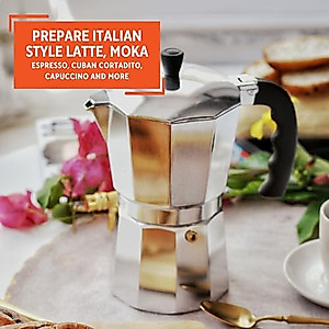 Imusa USA Aluminum Stovetop 6-cup Espresso Maker (B120-43V), Silver