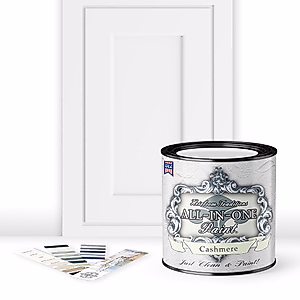 ALL-IN-ONE Paint, Durable cabinet and furniture paint. Built in primer and top coat, no sanding needed. Includes our 30 featured color card - Cashmere, Quart