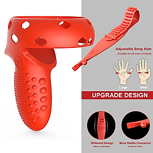 HUIUKE Touch Controller Grip Cover for Quest 2 with Silicone VR Face Cover Pad and Lens Cover, 3 in 1 Silicone Cover Set for Quest 2, Quest 2 Accessories (Red)