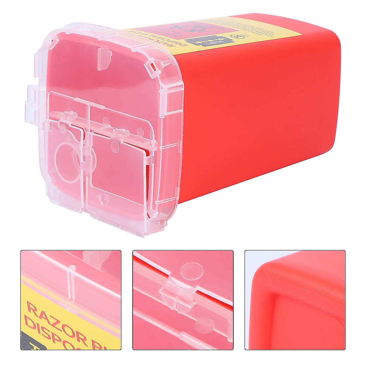 Blade Dispenser Case Razor Blade Disposal Case Barber Shop Storage Bank Container for Used Red