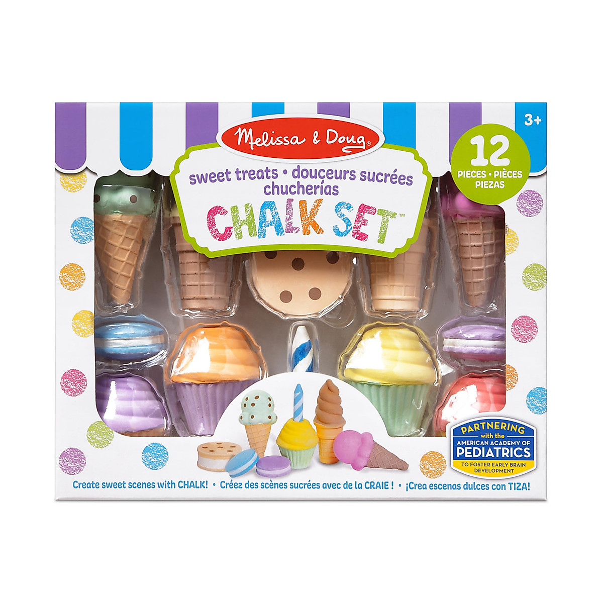 Melissa & Doug Ice Cream & Cake Chalk Set - Arts And Crafts For Kids, Sidewalk Chalk For Kids Ages 3+