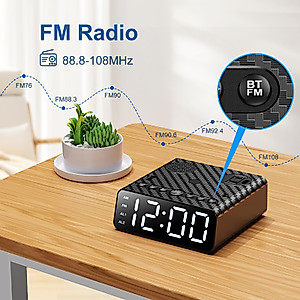 Table Lamp with Alarm Clock, Charging Station, USB C & A, AC Outlet Ports, Speakers, Radio FM - Power Outlet with Touch Control 3-Way Dimmable Nightstand Lamp for Kids Study Room, Bedroom