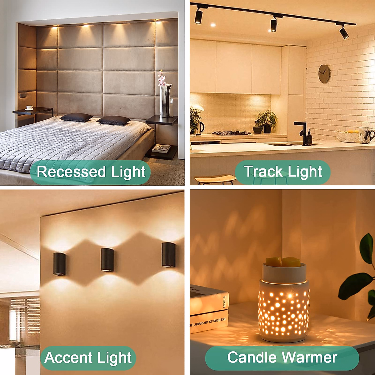 TAIYALOO GU10 Halogen 35W Bulbs, Dimmable MR16 GU10+C 120V 35W for Track, Recessed, Candle Warmer, Range Hood Light Bulbs, 2700K Warm White, Pack of 4