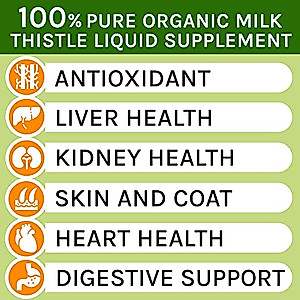 Milk Thistle for Dogs and Cats - Liver Support Supplement - Canine Hepatic Care - Cat & Dog Liver Cleanse - Liquid Milk Thistle Drops for Pets - Liver Protection & Defence - Made in USA - 2 fl oz