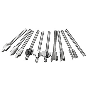 Bestgle 10Pcs Titanium Router Bits 1/8" Shank Carbide Engraving Milling Cutter Bit Set for Rotary Tools for DIY Woodworking, Carving, Trimming, Drilling