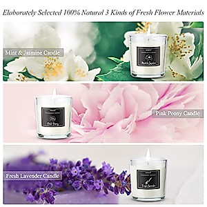 AROMART Scented Candle Set 3 Pack Long Lasting Natural Soy Candles for Home Scented with 8% Essential Oil for Stress Relief Peony, Jasmine, Lavender Candle Aromatherapy Gifts for Women (4.5Oz Each)