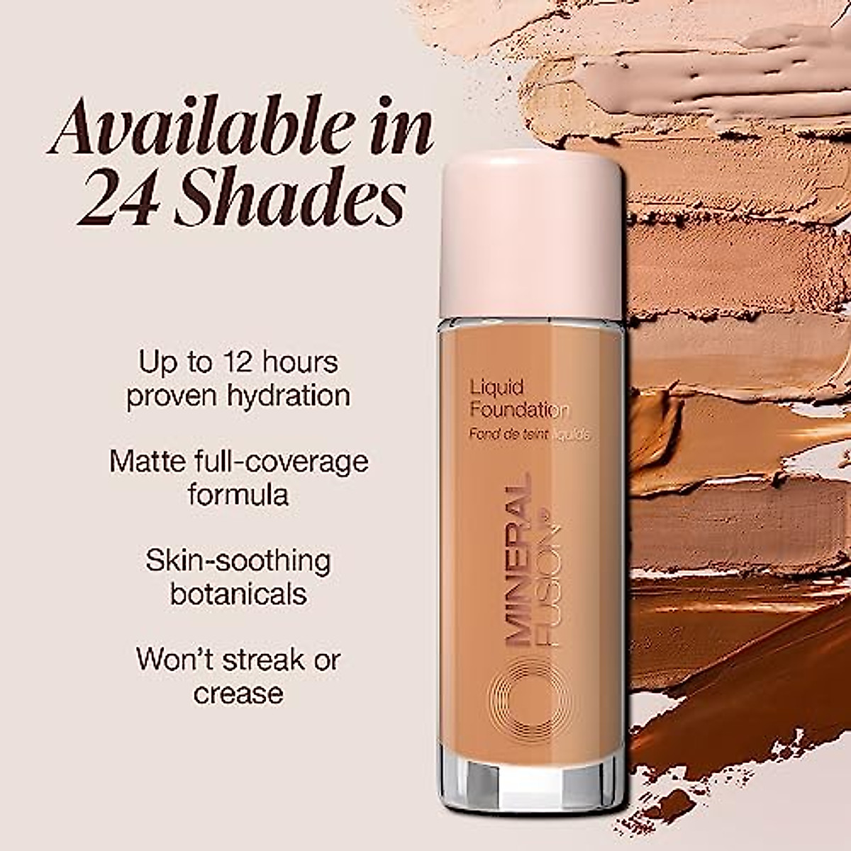 Mineral Fusion Full Coverage Foundation, Liquid Foundation - Olive 2- Olive Complexion w/Green Undertones, Lightweight Matte Finish, Up to 12 Hr Hydration, Hypoallergenic & Vegan, 1 fl. oz