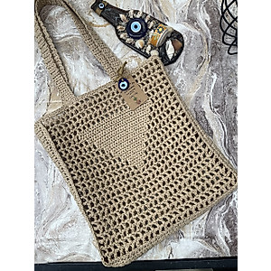 Crochet tote bag, customized bag handmade, crochet shoulder bag, eco friendly bag, crochet beach bag, hand woven bag