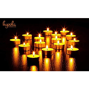 HYOOLA Beeswax Tealight Candles in Aluminum Cup - 48 Pack - 100% Pure Natural Beeswax Candles