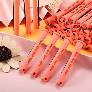 WILLBOND 60 Pcs Perm Rods for Long Hair Plastic Curl Rods Cold Wave Irons Curling Roller for Hair Styling Hairdressing Tools(0.51 Inch,Shell Pink)