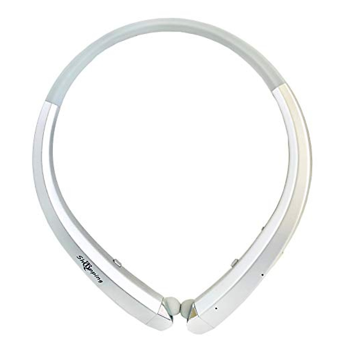 QT S Bluetooth Headset, Lightweight Retractable for Neckband Bluetooth Headphones for Sports Exercise Home & Office, Noise Cancelling Stereo Neckband Wireless Headset Talk 9-10 Hours (Silver)