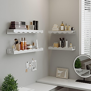Floating Shelves for Wall Décor Set of 4 Nursery Book Shelves Bathroom Shelves Over Toilet Wall Shelf for Books, Plants, Toys, Photo Frames, Picture Ledge-White