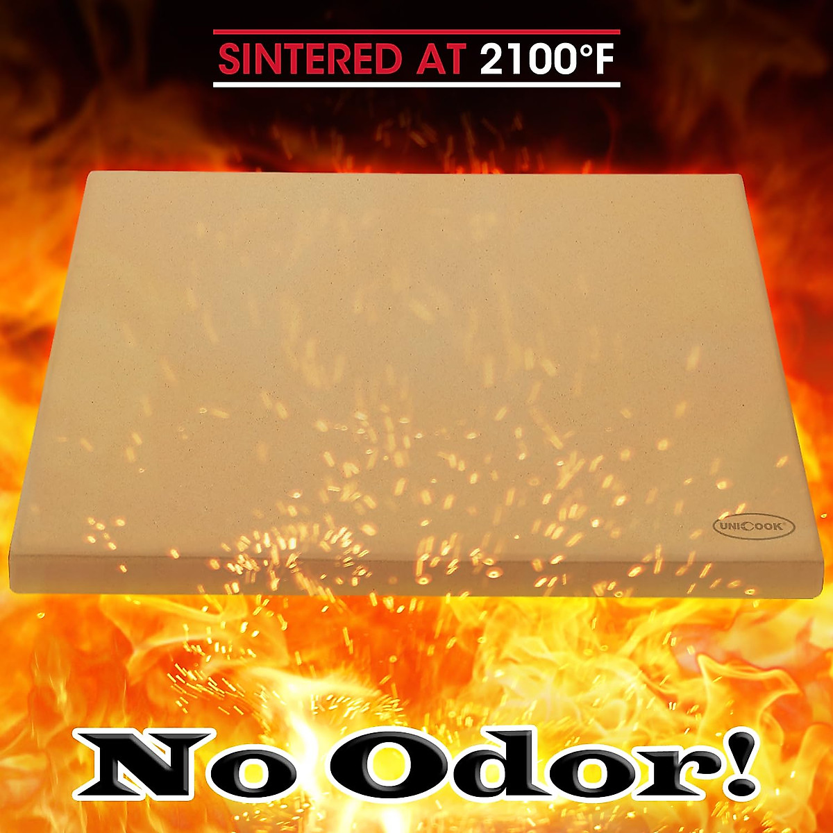 Unicook Extra Large Pizza Stone 18 Inch, Square Baking Stone for Oven and Grill, Heavy Duty Bread Pizza Pan, Thermal Shock Resistant Cooking Stoneware