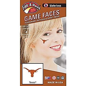 University of Texas Longhorns – Waterless Peel & Stick Temporary Tattoos – 4PK