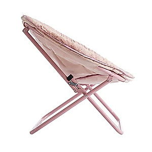 Urban Shop Faux Fur with Holographic Trim Foldable Saucer Chair, Blush