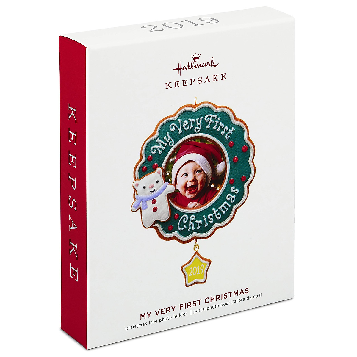 Hallmark Keepsake 1299QGO2347 Ornament 2019 Year Dated, My Very First Christmas Baby Photo Frame