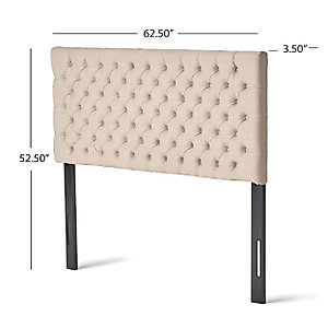 Christopher Knight Home Jezebel Button Tufted Fabric Headboard, Queen, Sand