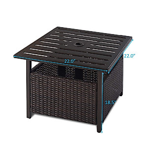 Outdoor Patio Rattan Wicker Steel Side Deck Table
