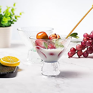 Frcctre 6 Pack Stemless Martini Glasses, 8 Oz Vintage Shrimp Cocktail Glasses with Heavy Base, Glass Dessert Bowls Ice Cream Bowl for Martini, Cocktail, Margarita, Dessert, Ice Cream