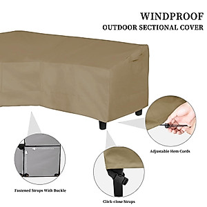 Easy-Going Patio V-Shaped Sectional Sofa Cover, Waterproof Outdoor Sectional Cover,Heavy Duty Garden Furniture Cover with Air Vent 100" L (on Each Side) x 33.5" D x 31" H, Camel