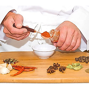 Stainless Steel Measuring Spoons, Long Wooden Handle Coffee Scoop, Kitchen Utensil for Fitting in Spice Jars, Scooping, Measuring & Serving, Tablespoon, Rose Gold Tea Spoon, Set of 4