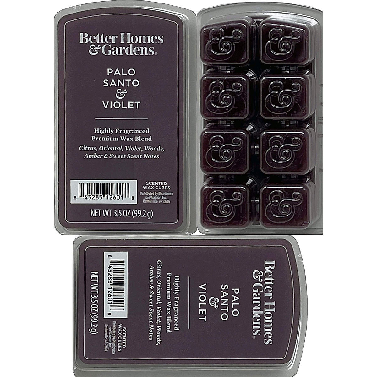 Better Homes & Gardens. - Palo Santo and Violet 3.5oz Scented Wax Cubes 3-Pack, 3.5oz (99.2g) x 3, Deep Violet