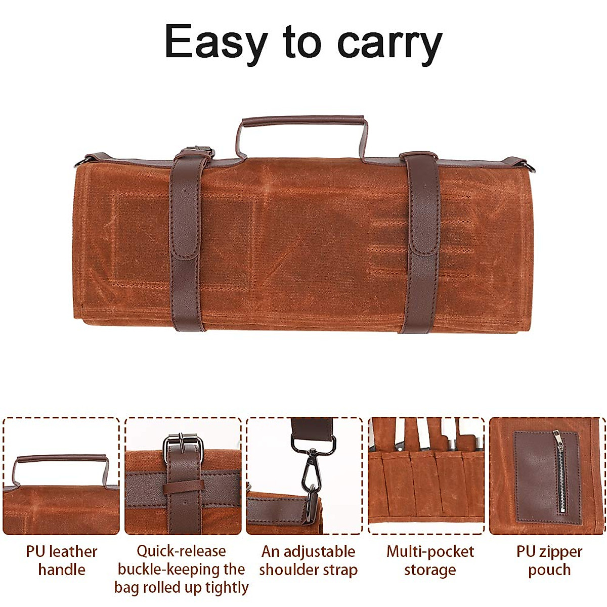 Knife Bag,Canvas Chef Knife Roll Bag,Chef Knife Case Roll Bag,Chef Knife Case Roll Bag With 10 Slots Plus 3 Zipper Pockets, Carry Handle & Shoulder Strap Chef Knife Bag For Men Culinary Traveling.