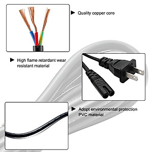 NTQinParts Replacement 2Prong AC Power Cord Cable for Bose 431974 TV Speaker Bluetooth Soundbar 838309-1100