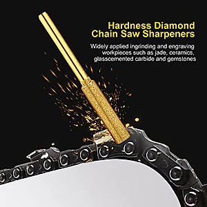 60 Pcs Titanium Plated Grinding Tool Diamond Chainsaw Sharpener Stones Bits High Hardness Chainsaw Sharpening Wheel For Machinery, Bearings, Metal Polishing, Chainsaws (5/32, 3/16, 7/32 Inches)