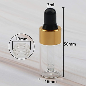 Kesell 20Pcs 3ml Mini Dropper Bottle Clear Glass Dropper Bottle with Aluminum Cap