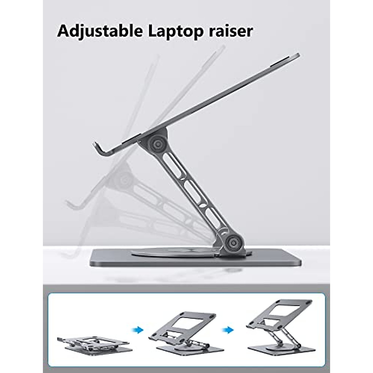 MCHOSE Laptop Stand, Adjustable Laptop Holder with 360° Rotating Base, Foldable Laptop Riser Compatible for MacBook Pro/Air, Surface Laptop up to 15.6 inches, Space Grey
