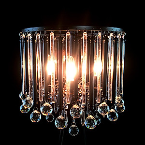 Hsyile Lighting KU300168 Unique Romance Crystal Tripod Floor Lamp Black Suitable for Bedroom,Living Room,Coffee Shop,4 Lights